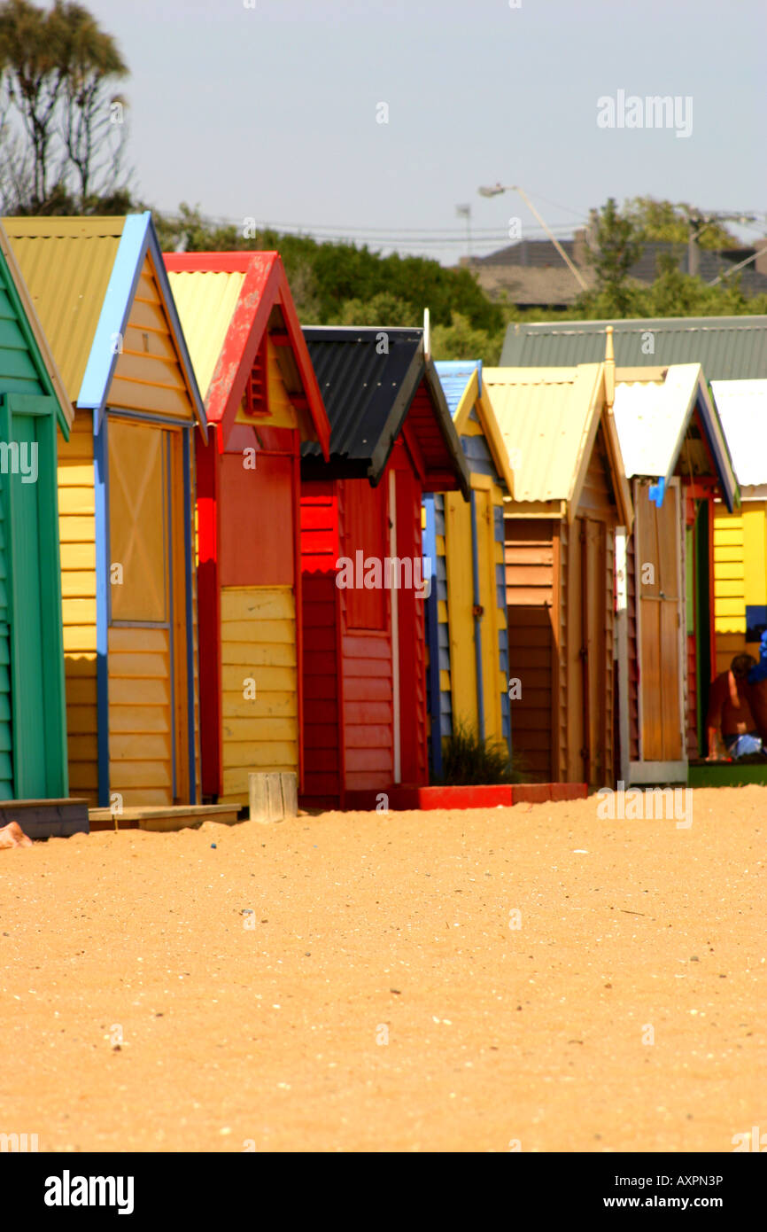 beach huts "beach huts" sky brighton melbourne Stock Photo - Alamy