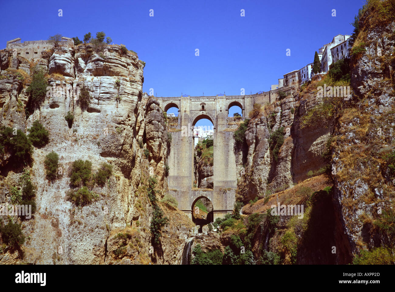 europe spain andalusia malaga province ronda viaduct bridge Stock Photo ...