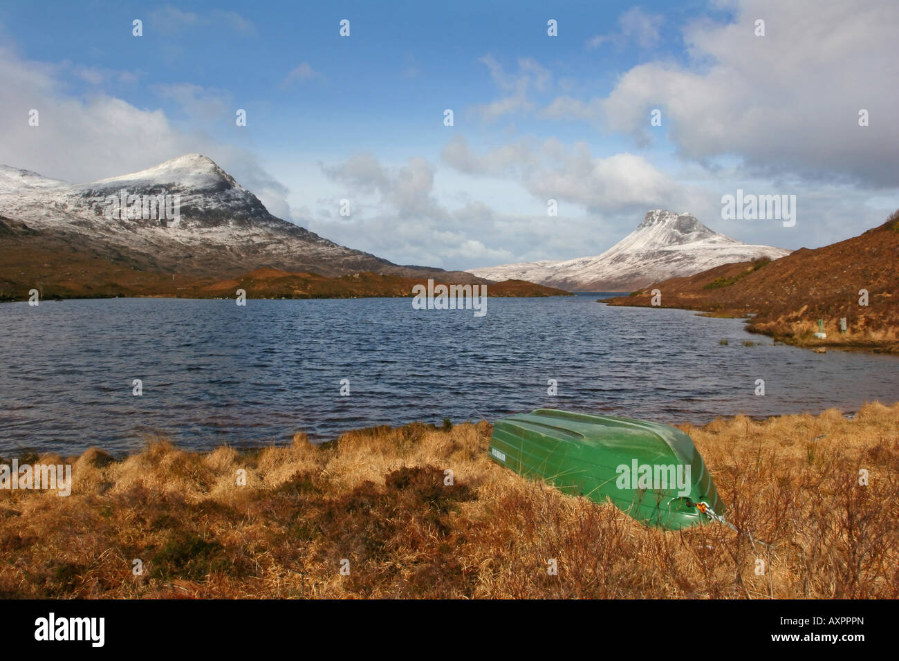 Loch Lurgain With Sgorr Tuath And Stac Pollaidh Covered In Spring