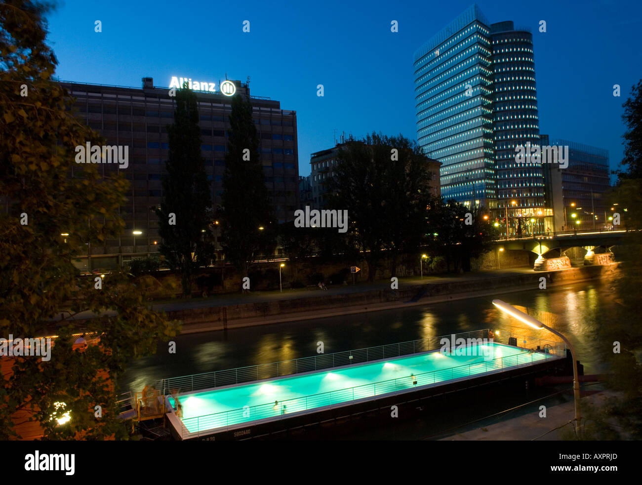 Vienna, swimming pool on the Danube Channel Stock Photo - Alamy