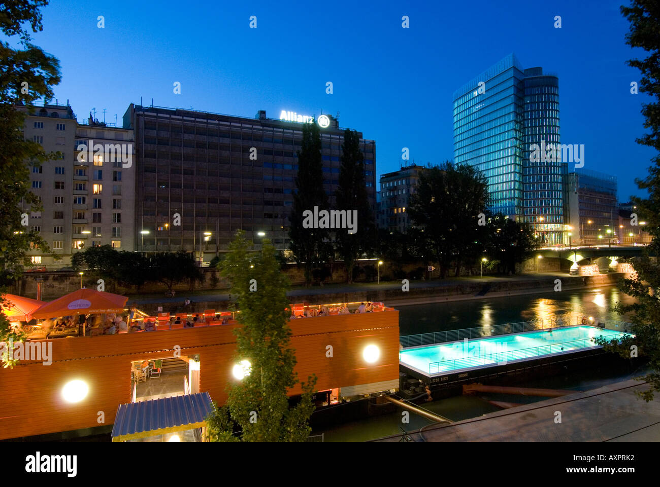 Vienna, swimming pool on the Danube Channel Stock Photo - Alamy