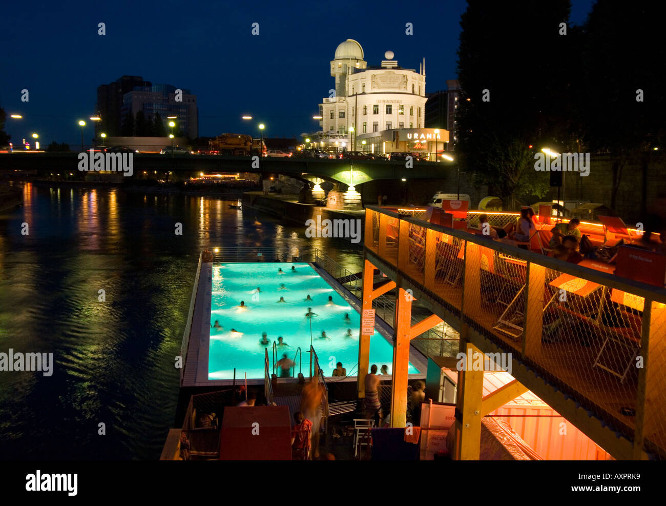 Vienna, swimming pool on the Danube Channel Stock Photo - Alamy