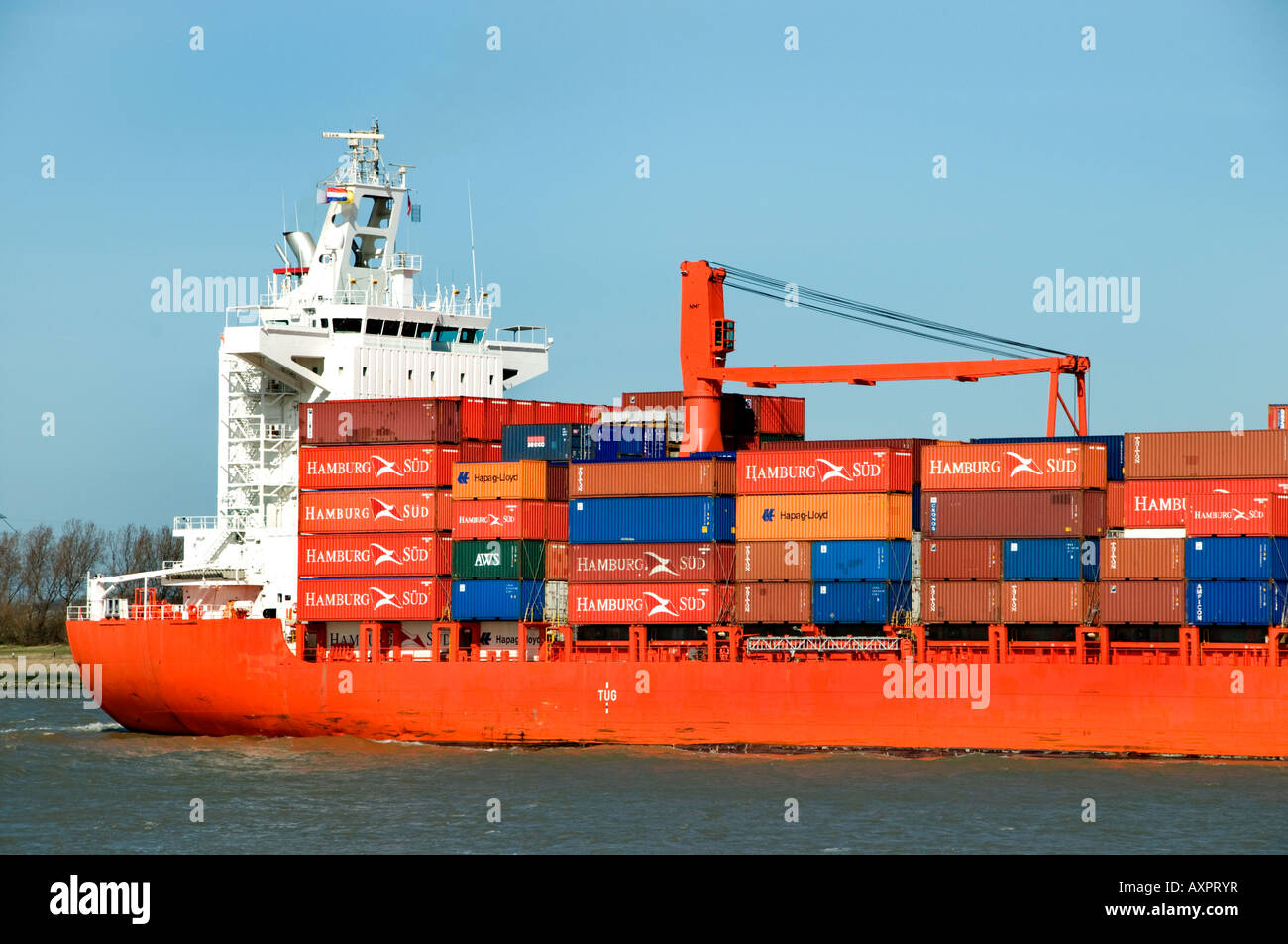 Nieuwe maas freight container cargo boat freighter ship the Maasvlakte ...