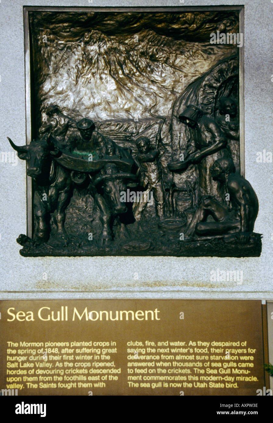 Salt Lake City Utah USA Temple Square Seagull Monument Detail Stock ...