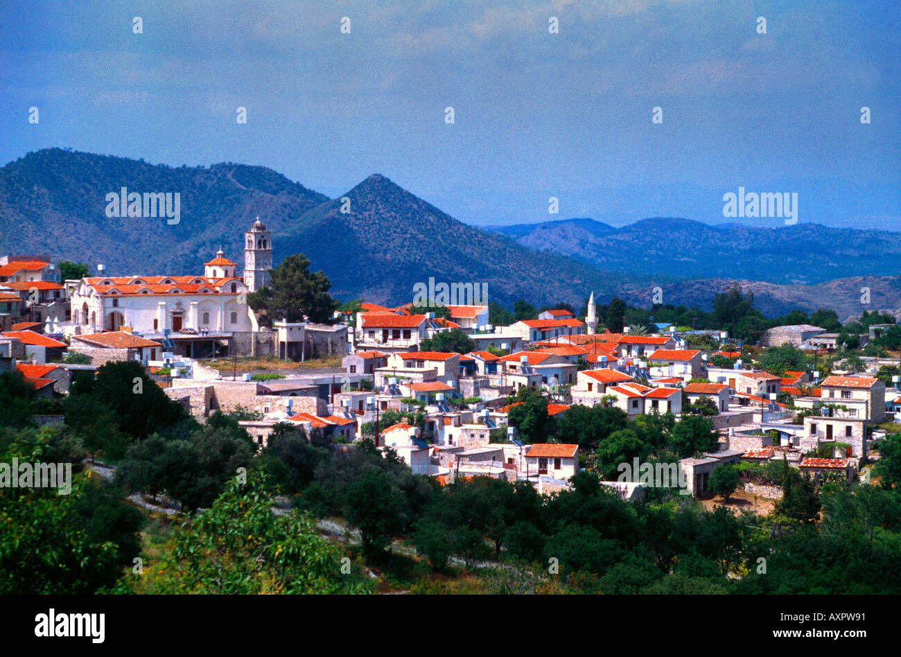 Lefkara Cyprus Overview Village famous for its Lace (Lefkaritika Stock ...