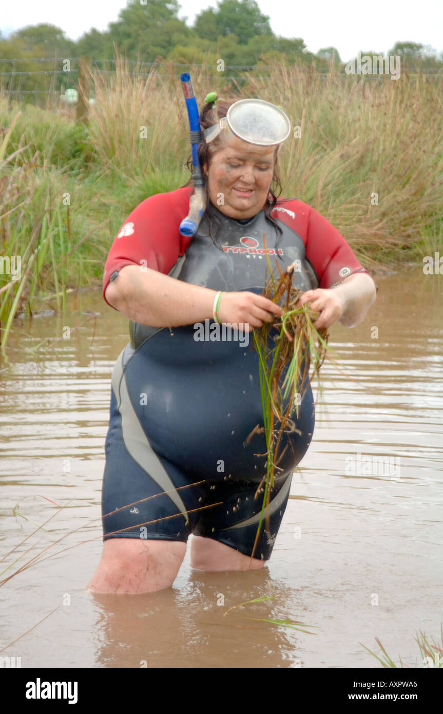 Competitor in the Annual World Bog Snorkelling Championships Stock ...