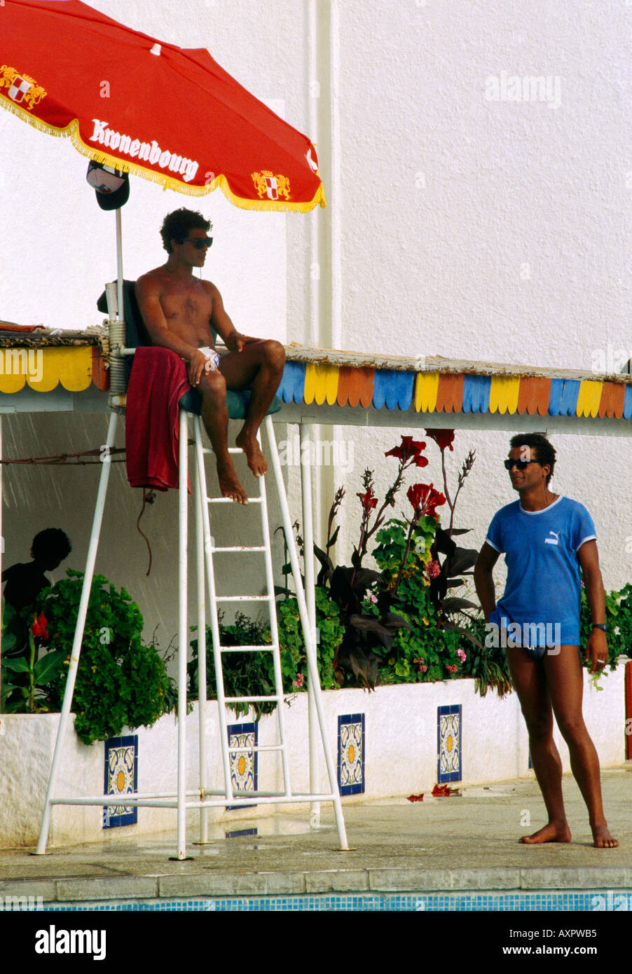 Mediterranean Coast Morocco New Club M'diq Lifeguard Stock Photo - Alamy