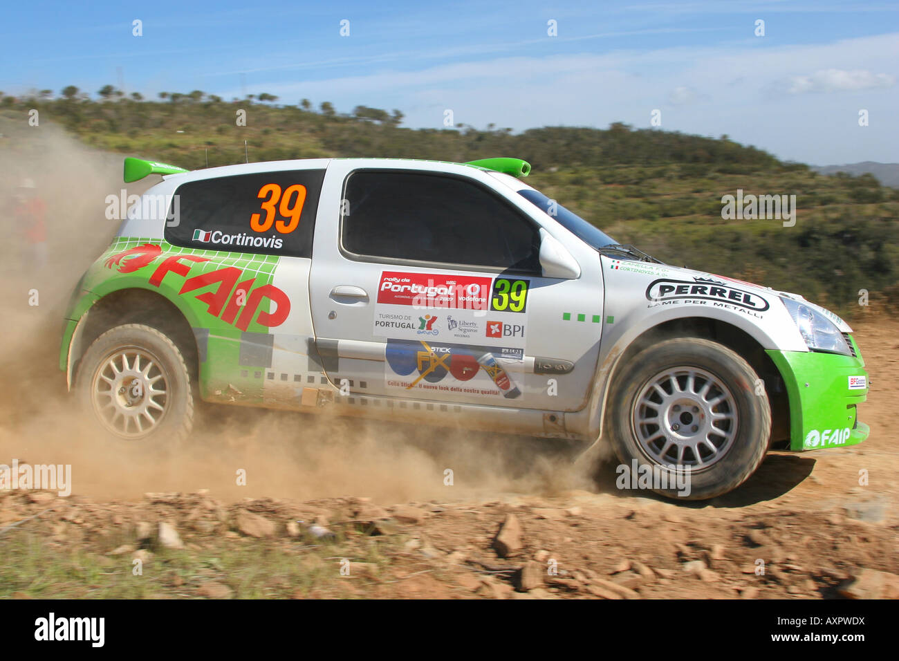 renault rally car racing on the Portugal Rally 2007 Stock Photo - Alamy