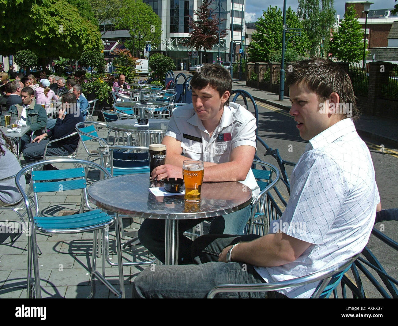 Outside Cafe, Mill Lane, Cardiff City Centre, South Wales Stock Photo ...