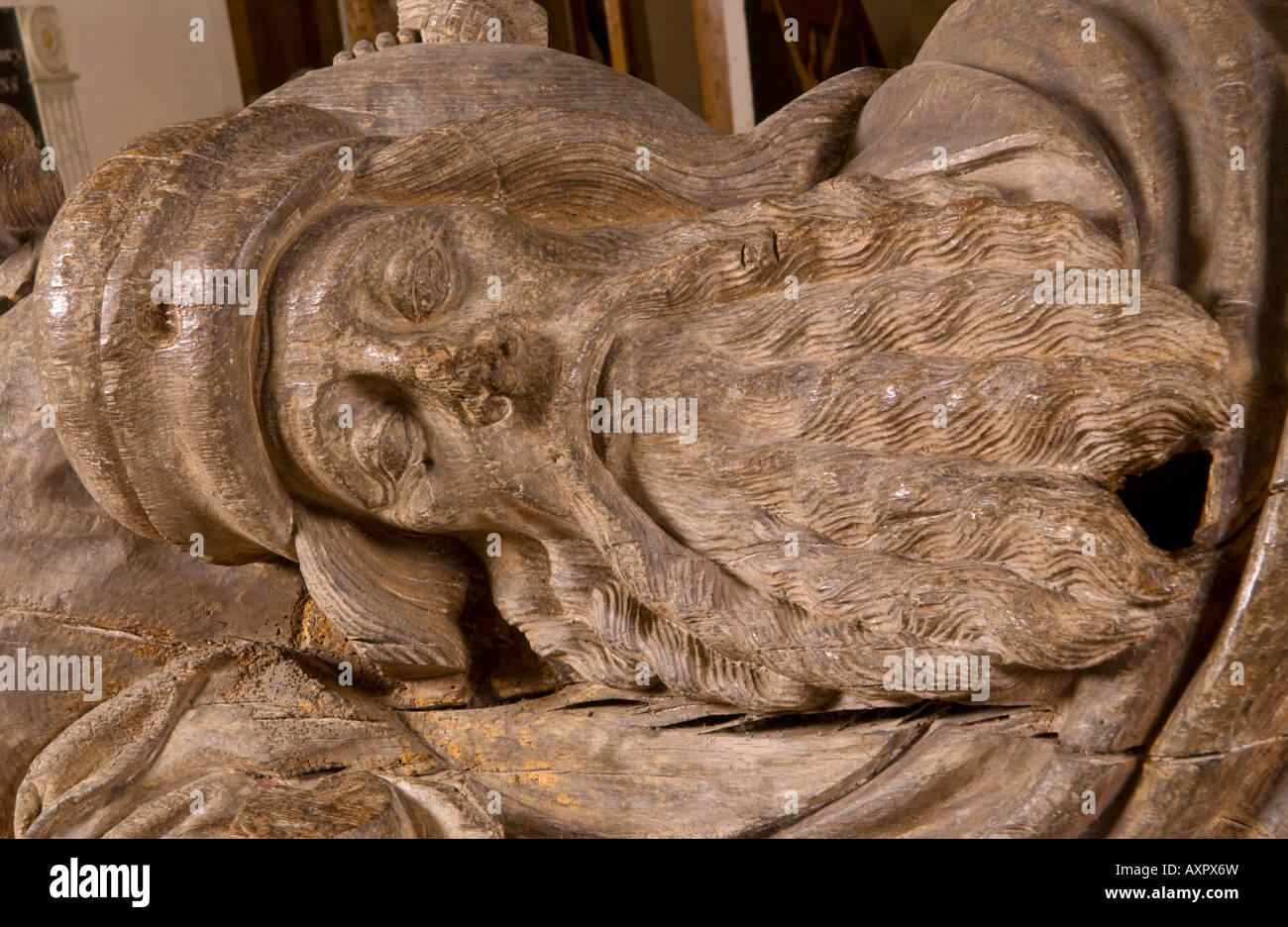 15th century carving of JESSE father of King David at St Marys Priory ...