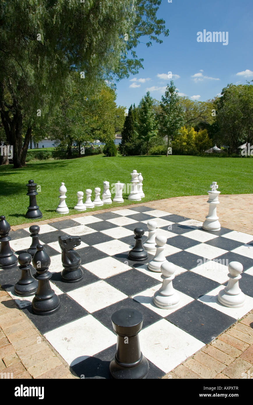 Large chess board in public park Stock Photo - Alamy