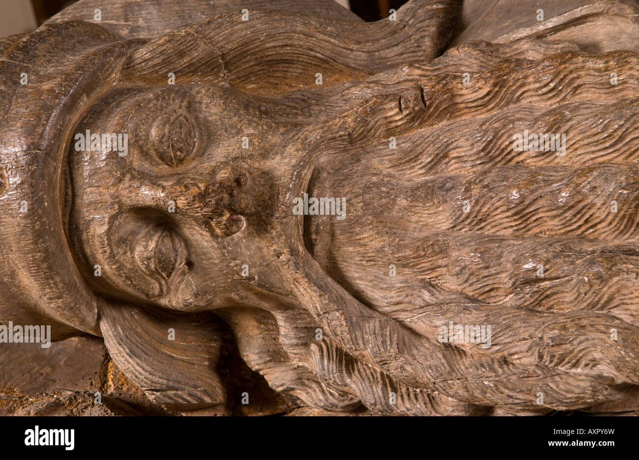 15th century carving of JESSE father of King David at St Marys Priory ...