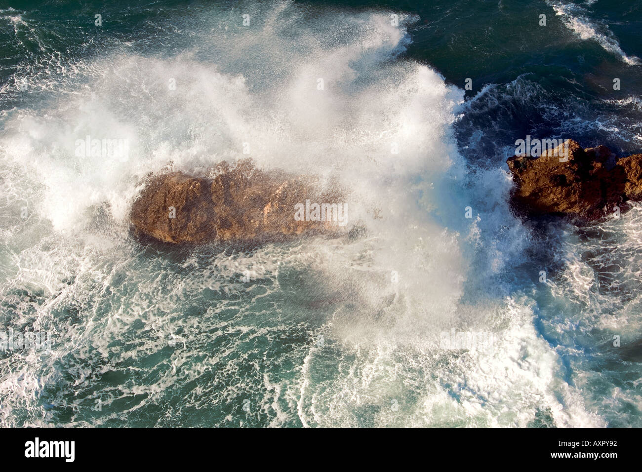 SEA WAVE BREAKING AGAINST ROCKS NEAR MARSEILLE PROVENCE FRANCE Stock ...