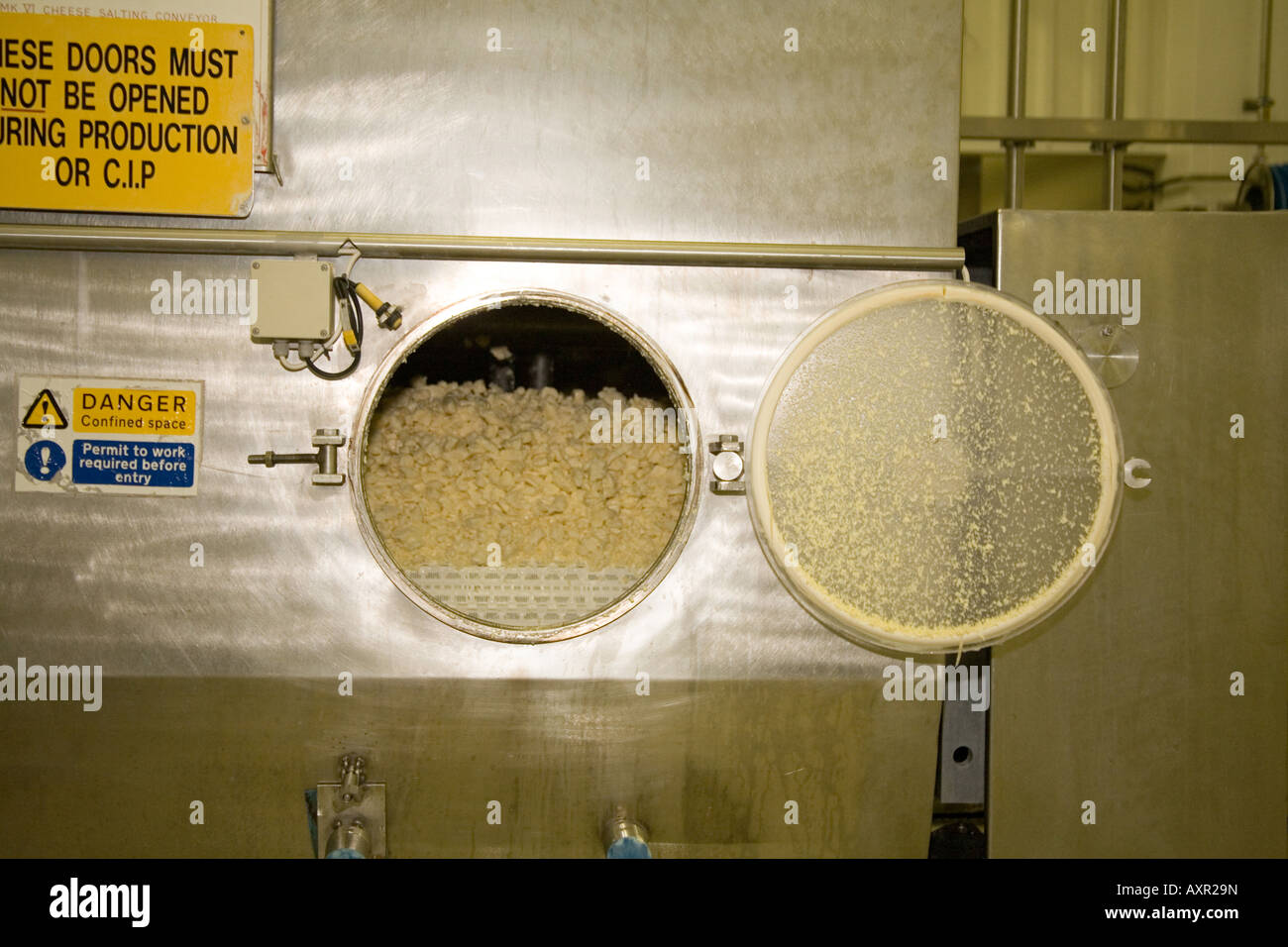 Churn cheese making drums. Cheese factory processing plant. drums and ...