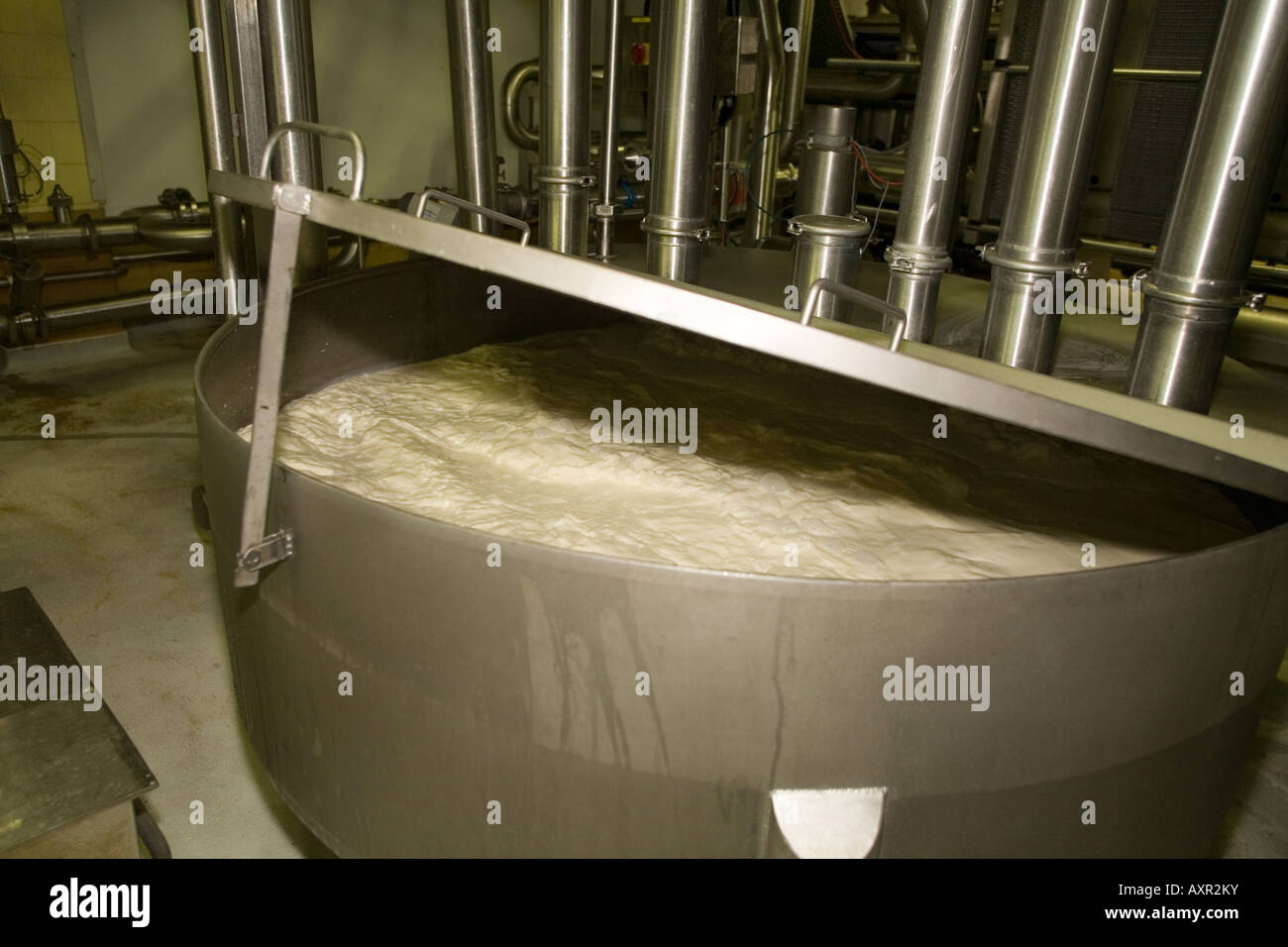 Cheddar Cheese factory processing plant. drums and pipes. Haverfordwest ...