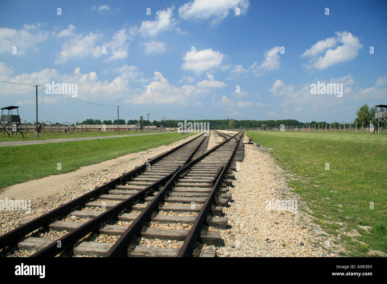 The railway tracks in the former Nazi concentration camp at Auschwitz ...