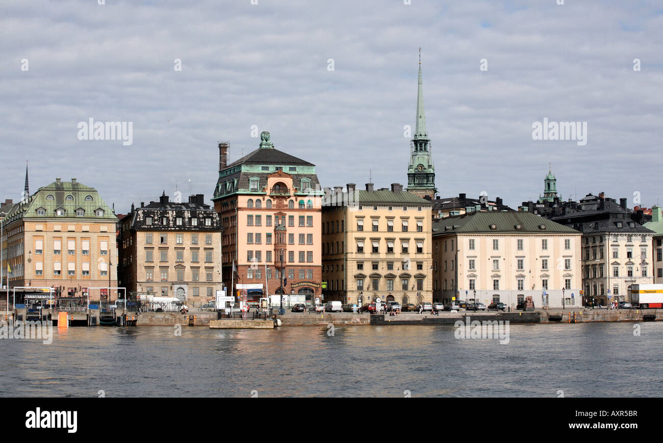 Riverfront view of historic Stockholm buildings Stock Photo - Alamy