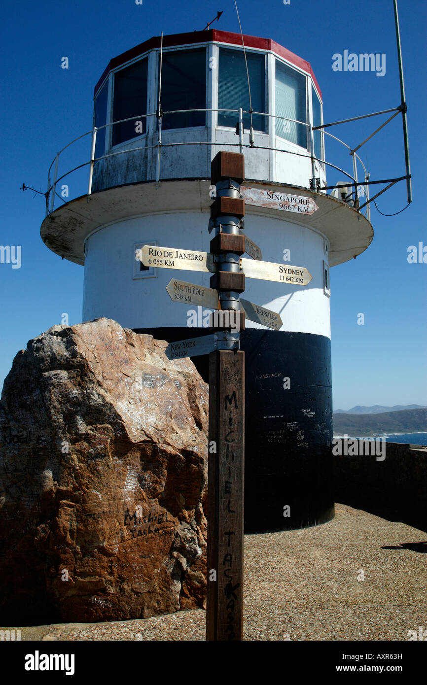 the old lighthouse and signpost cape point table mountain national park ...
