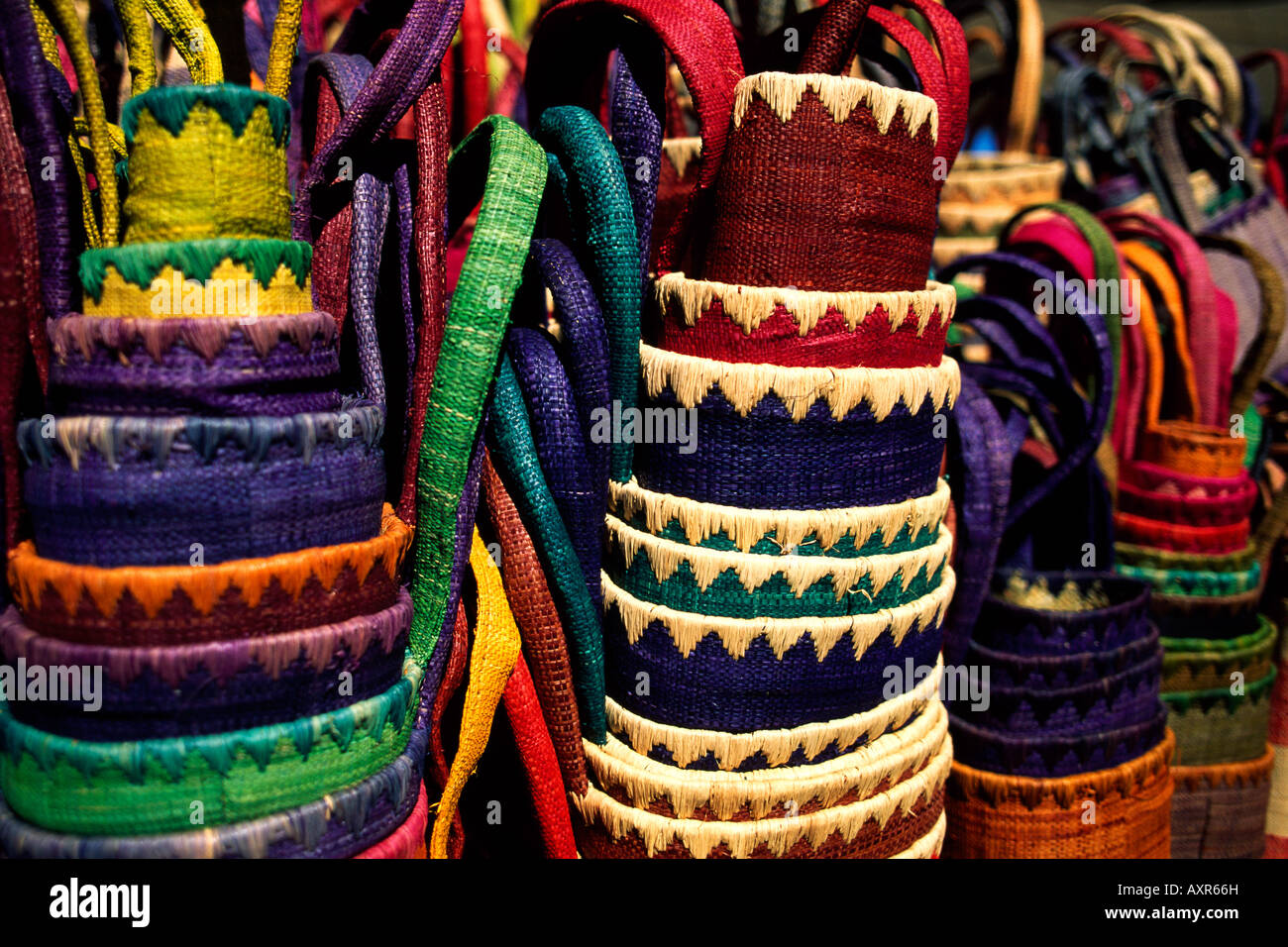 basket bags, souvenir, Mauritius, Indian Ocean Stock Photo - Alamy