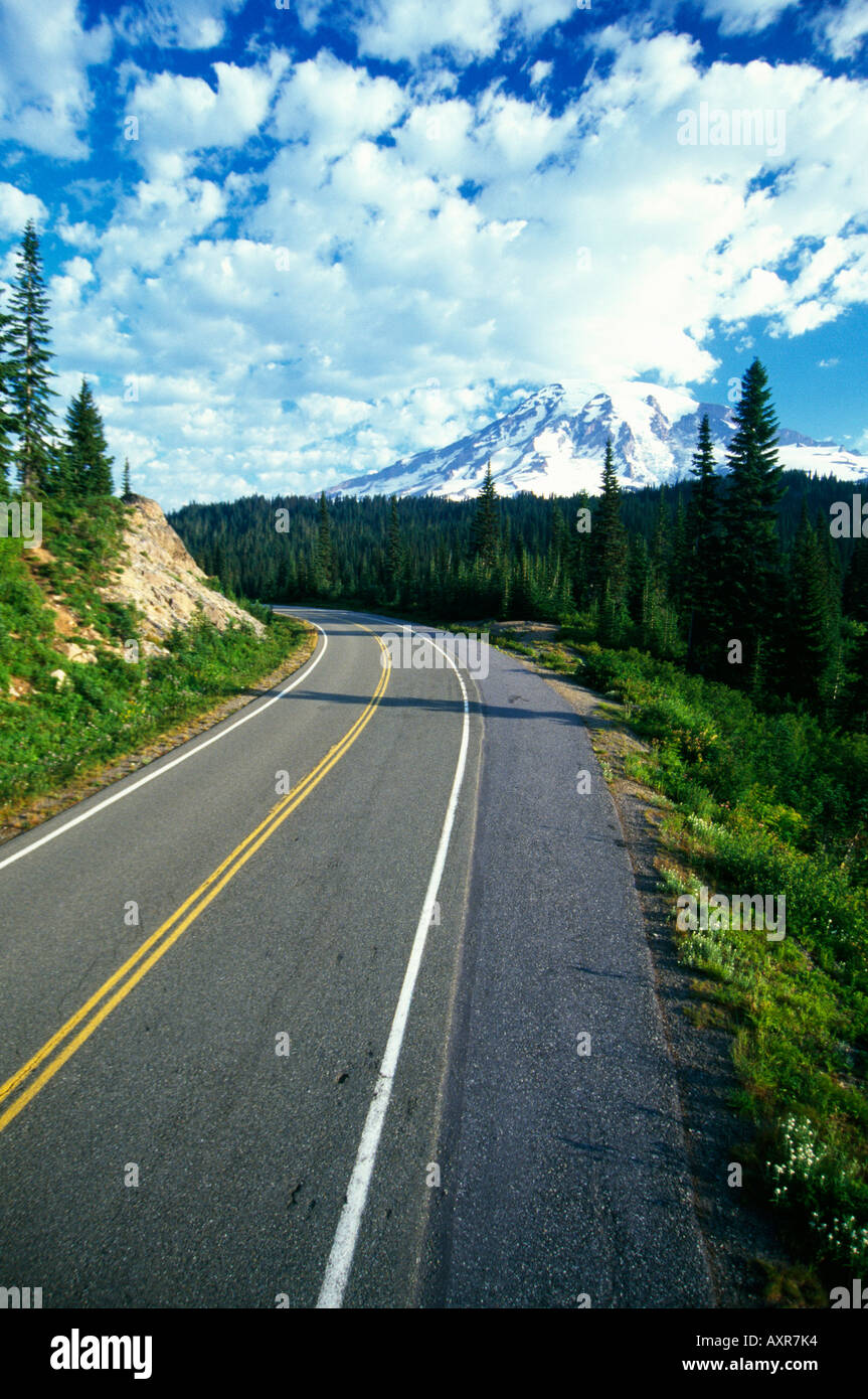 Mountain road, Mount Rainier Stock Photo - Alamy