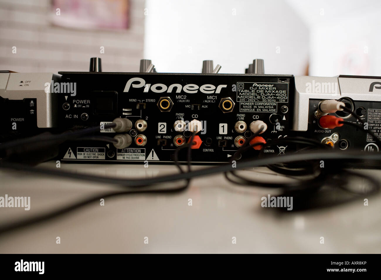 back part of a mixer with cables and sockets Stock Photo - Alamy