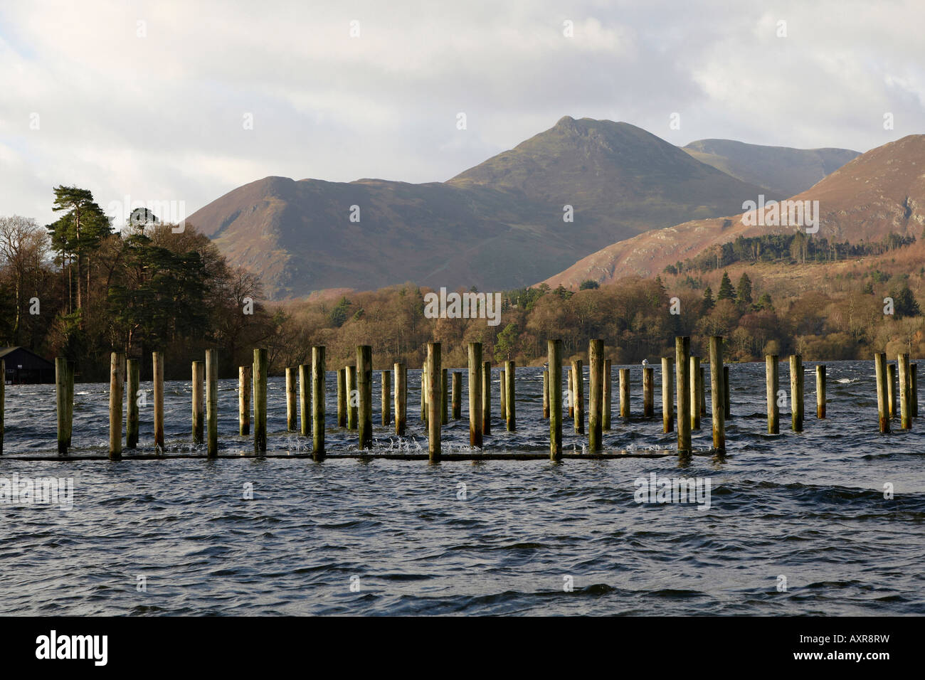 Derwent Water and Grisedale Pike from Keswick Landing Stages Stock ...