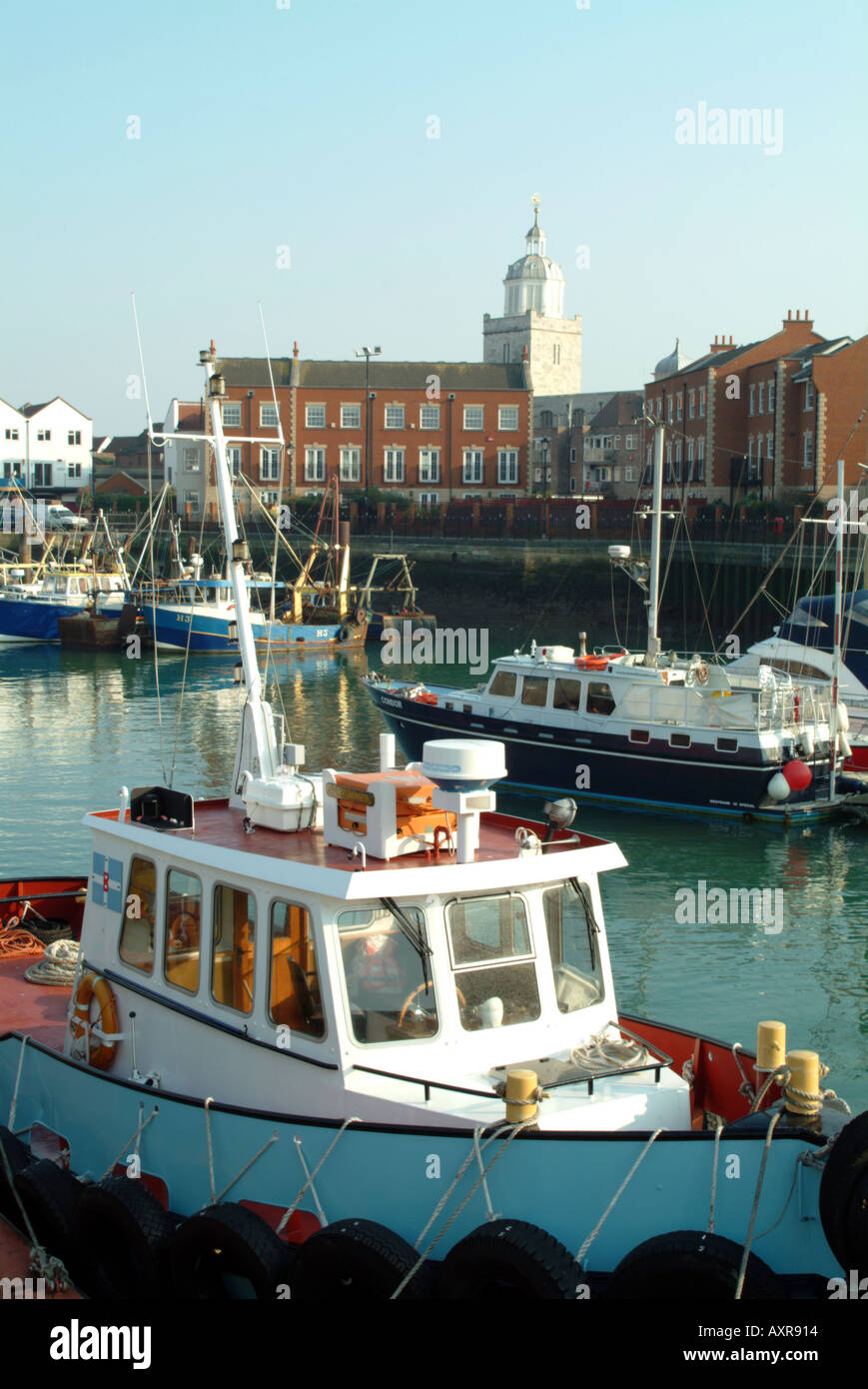 Portsmouth Harbour and Cathedral southern England UK pleasure boats ...