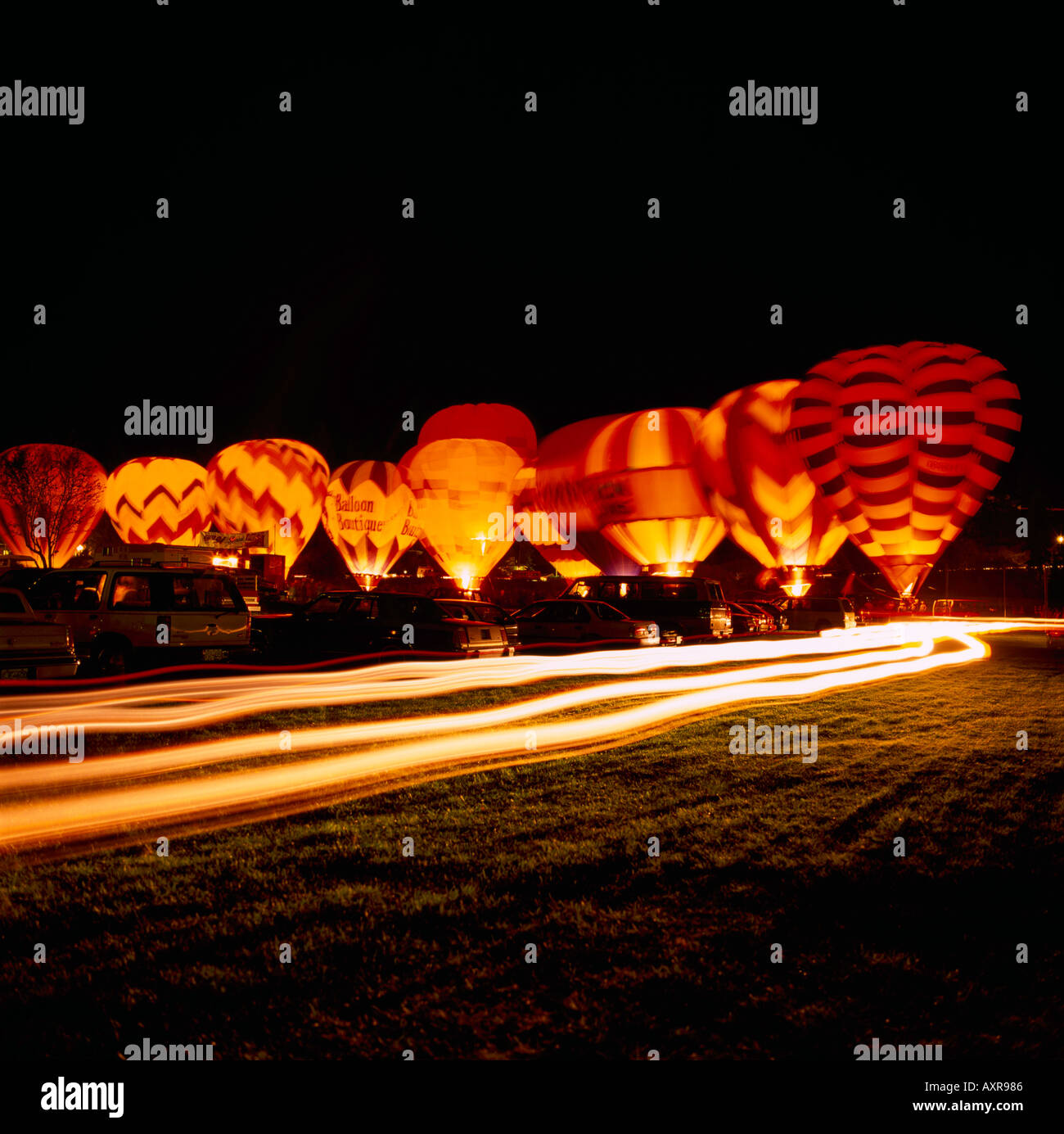 Hot Air Balloons lit up at Night, Balloon Festival near Armstrong ...