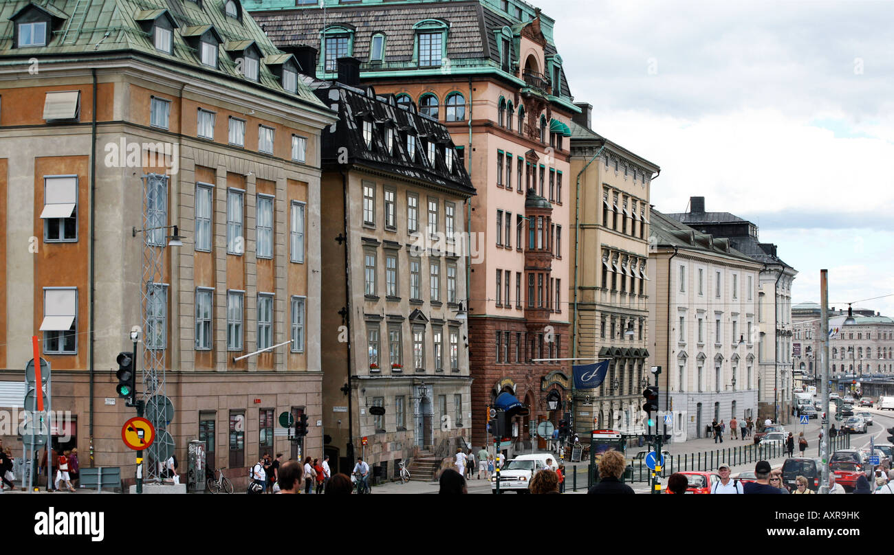 City street scene old brick buildings Stock Photo - Alamy