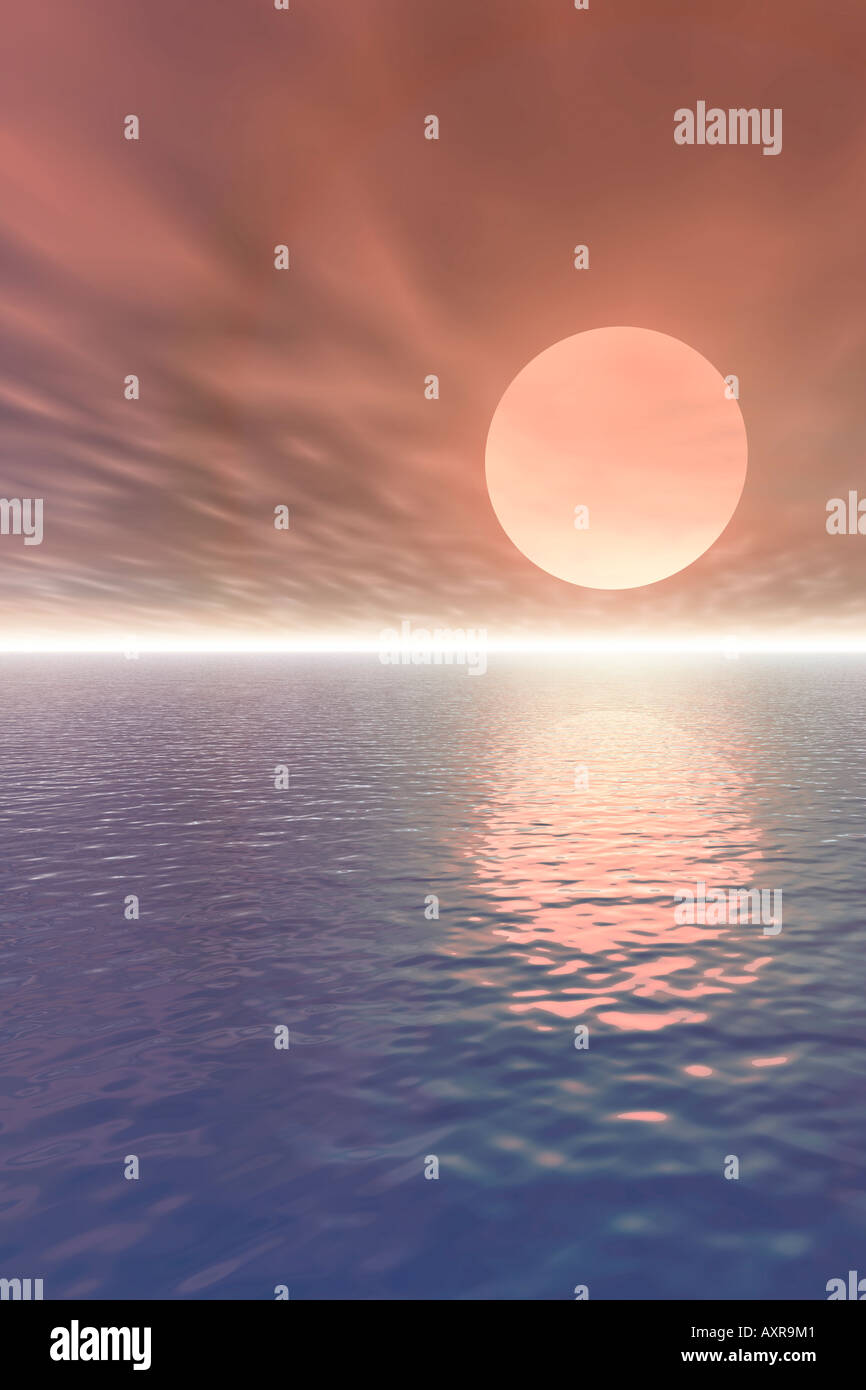 Sunset over water Stock Photo - Alamy