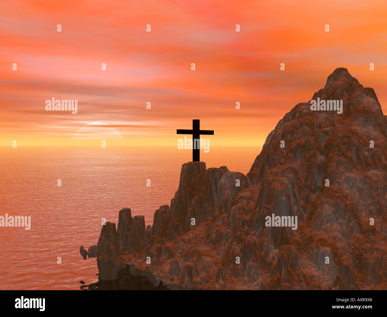 Cross on rugged hillside Stock Photo - Alamy