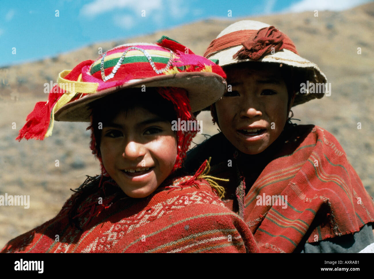 Two boys Patacancha Peru Stock Photo - Alamy