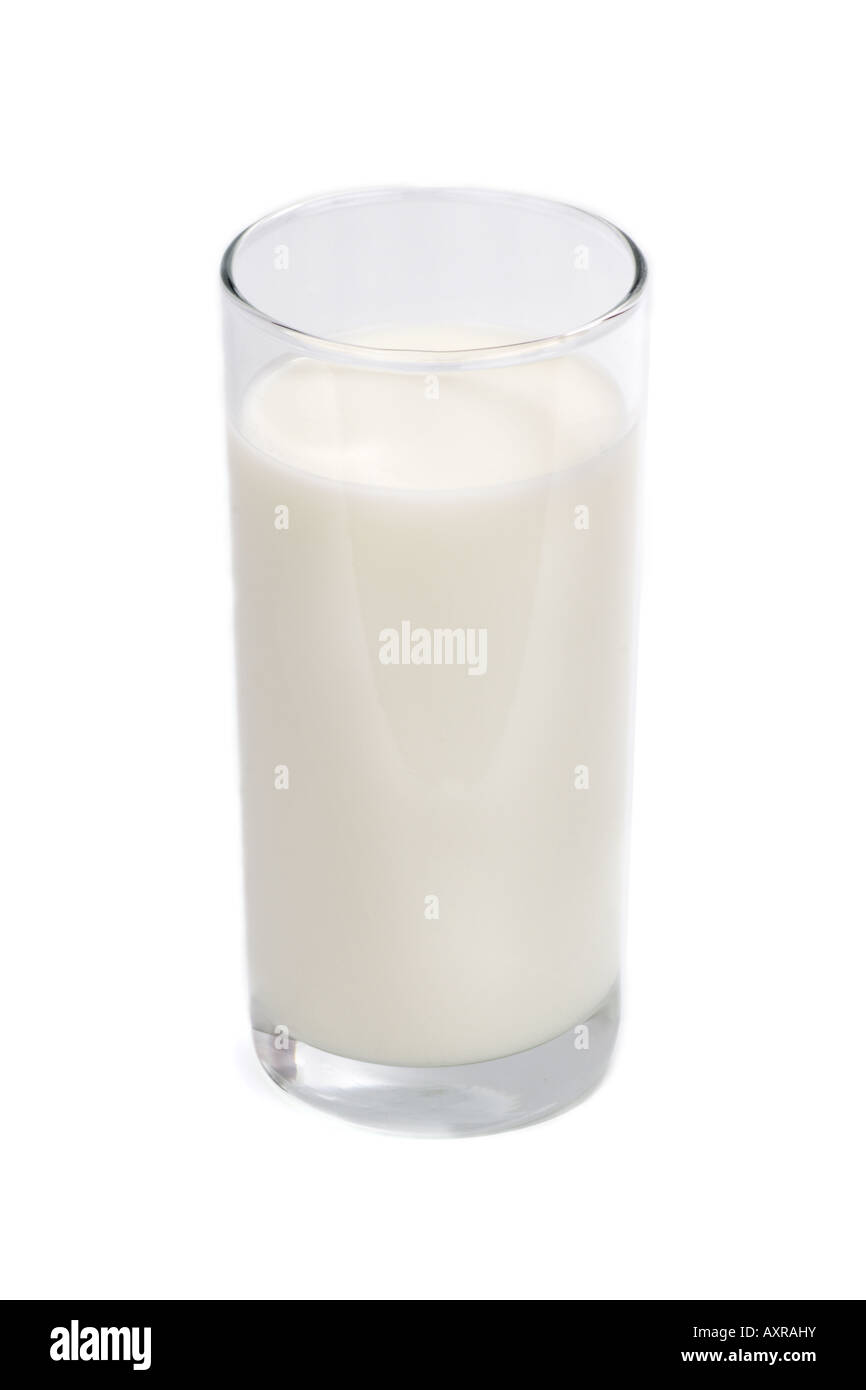 High transparent Glass of milk isolated on white Stock Photo - Alamy