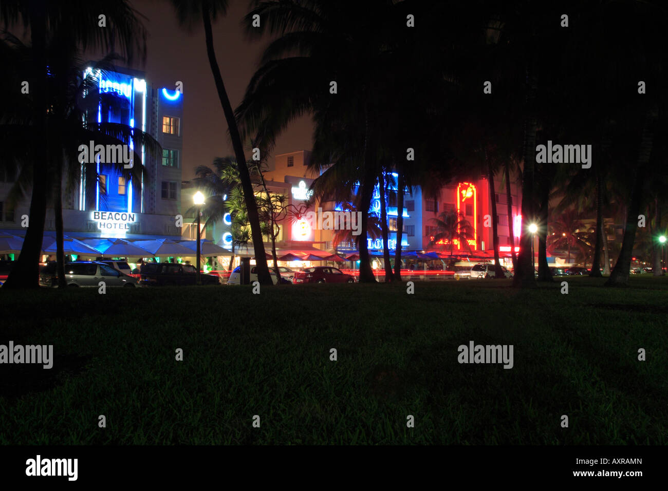 Ocean Drive, Miami on a wet night Stock Photo - Alamy