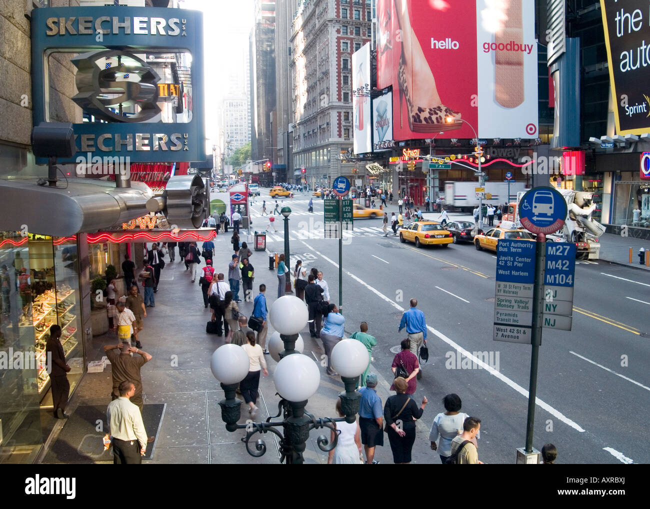 A busy sidewalk in Times Square, New York City USA Stock Photo - Alamy