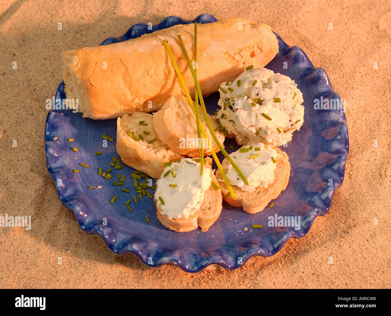 bread with cream cheese and chives Stock Photo - Alamy