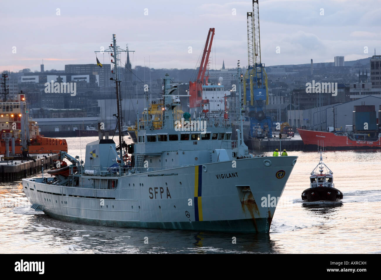 Scottish Fisheries Protection Agency Vessel Vigilant leaving Aberdeen ...