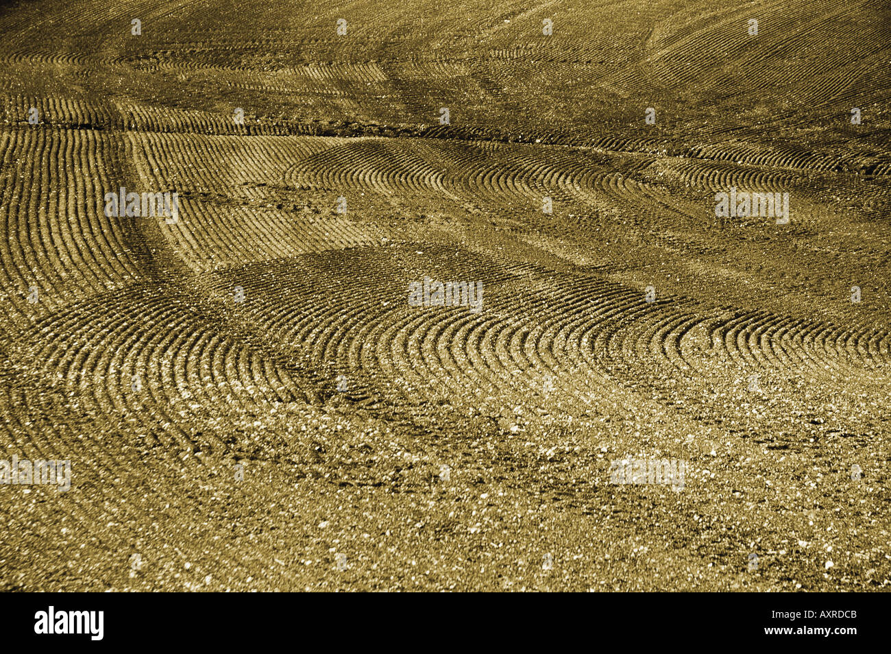 Patterns in the soil on a ploughed field late afternoon Stock Photo - Alamy