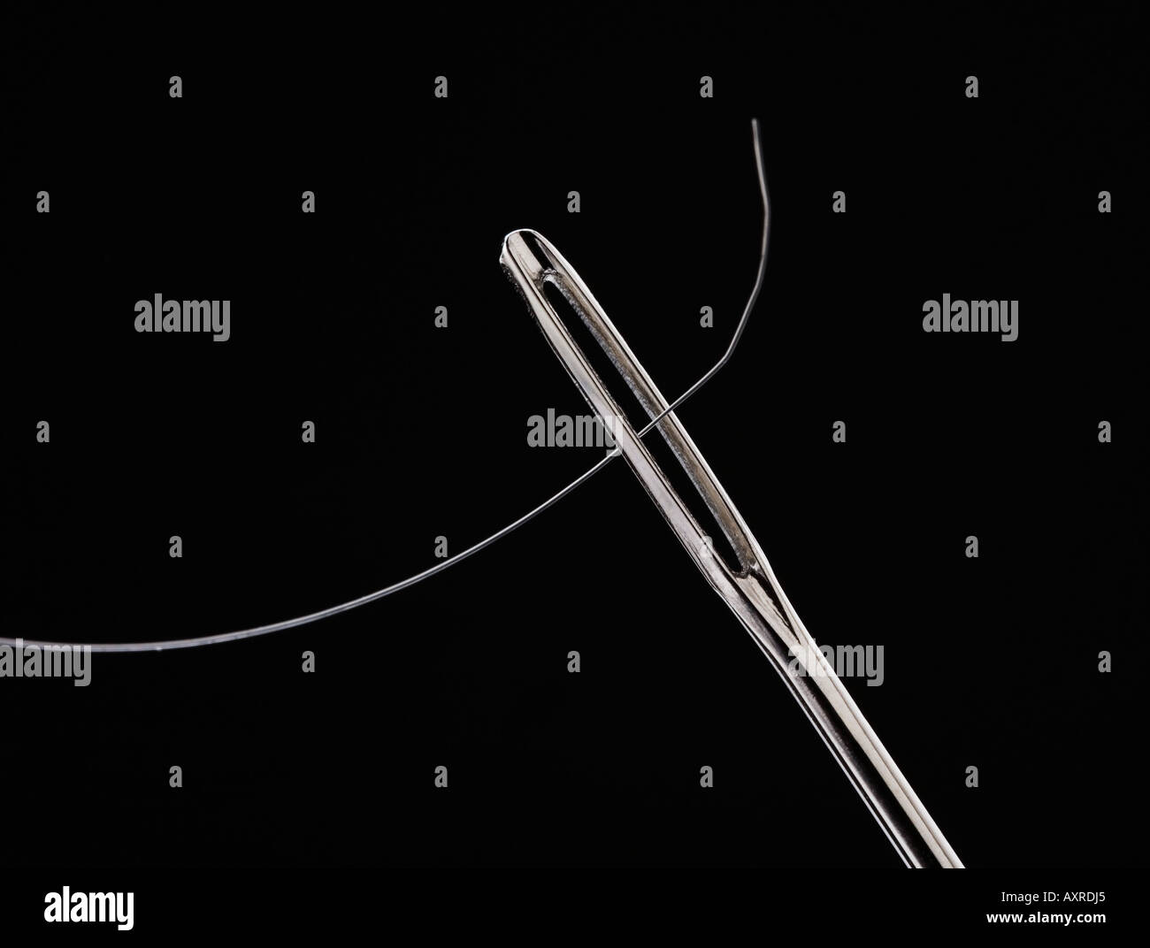 Thread through eye of needle Stock Photo - Alamy
