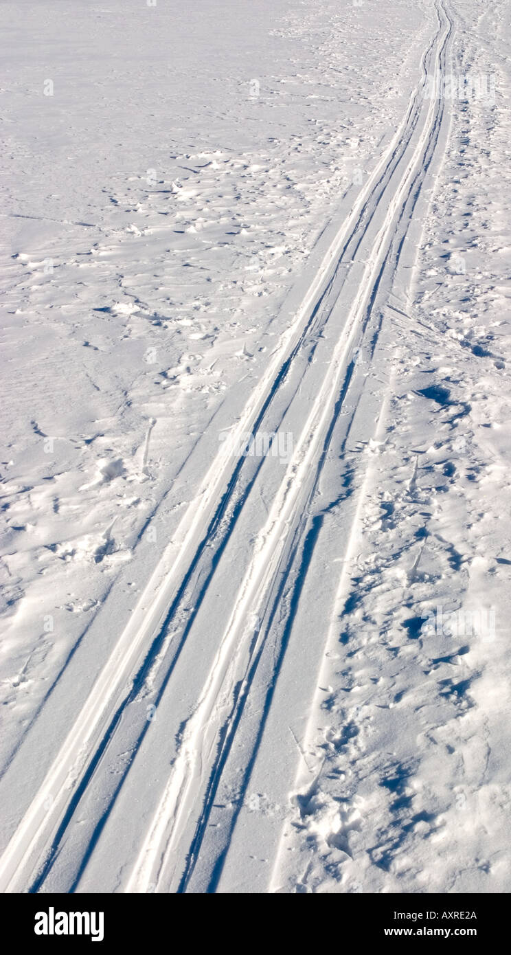Cross-country ski tracks on snow , Finland Stock Photo - Alamy