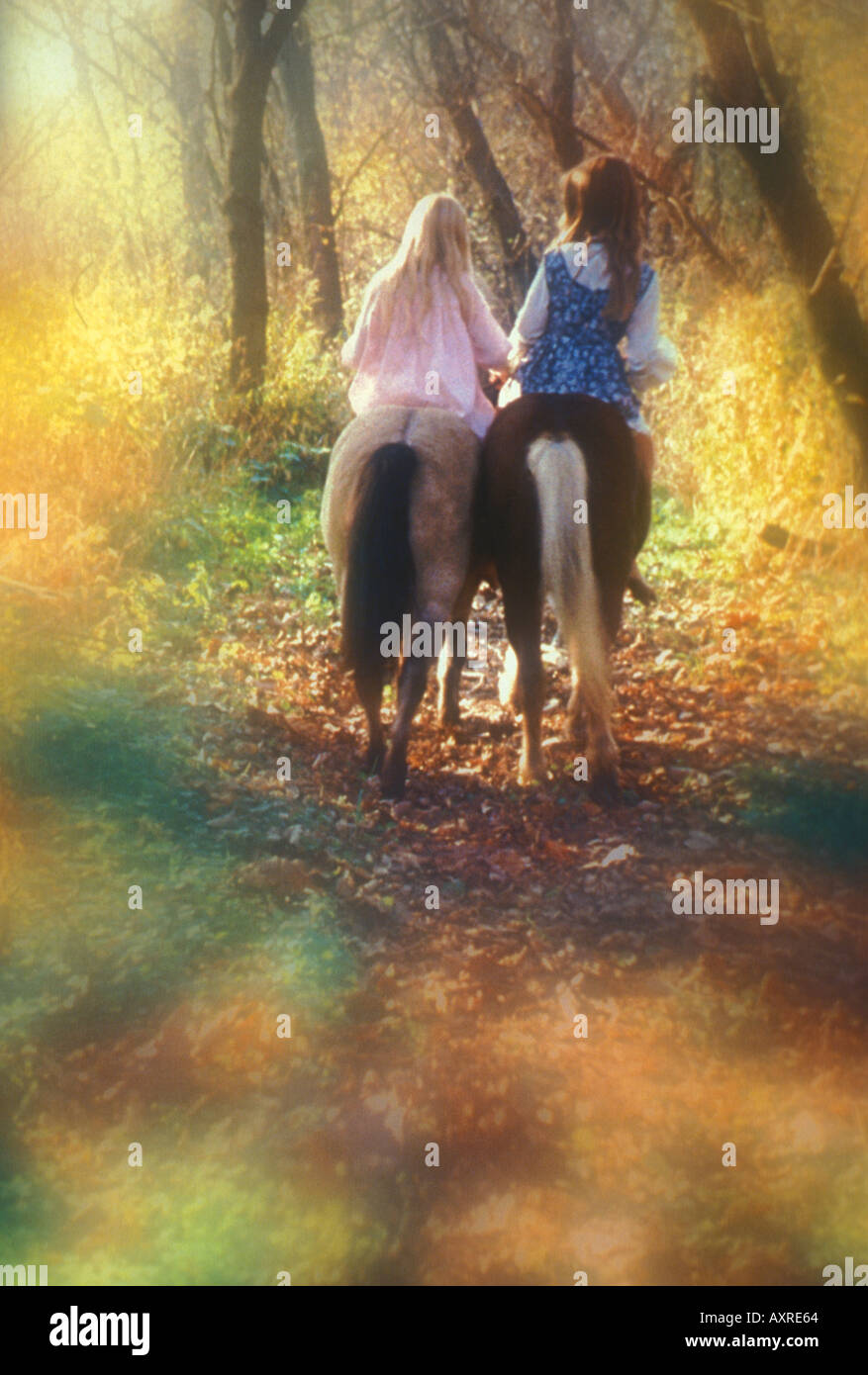 Girls on Ponies Stock Photo - Alamy
