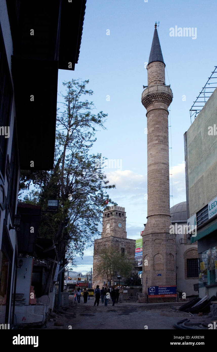 Antalya Clock Tower and Mosque Stock Photo - Alamy