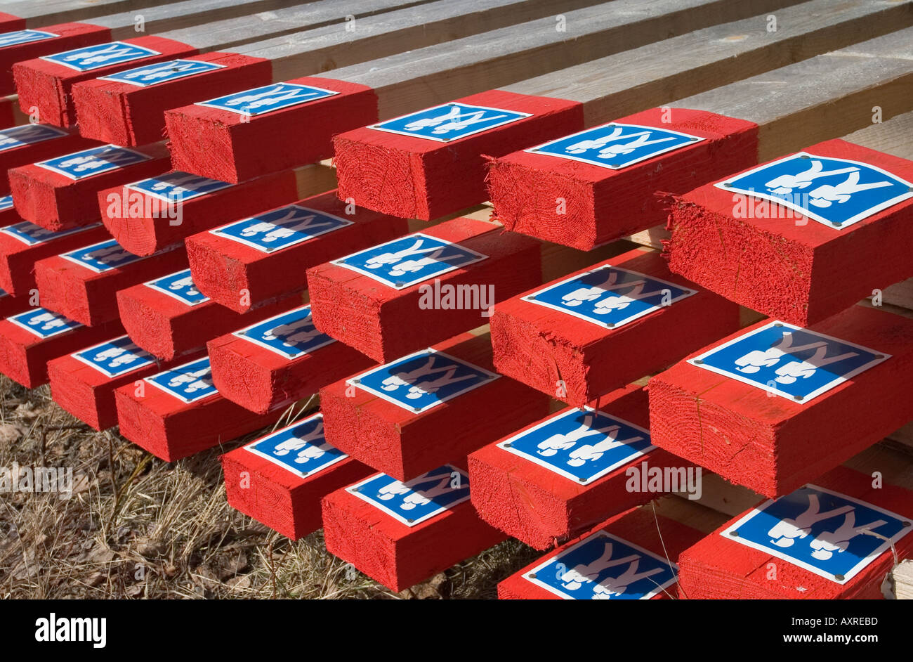 Piled waymarking poles hi-res stock photography and images - Alamy
