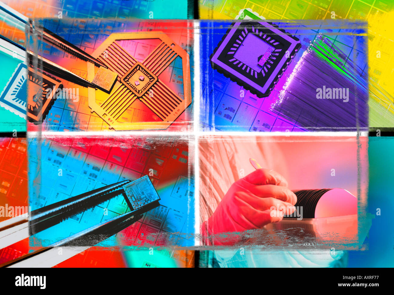 Collage of High Technology Details Stock Photo - Alamy