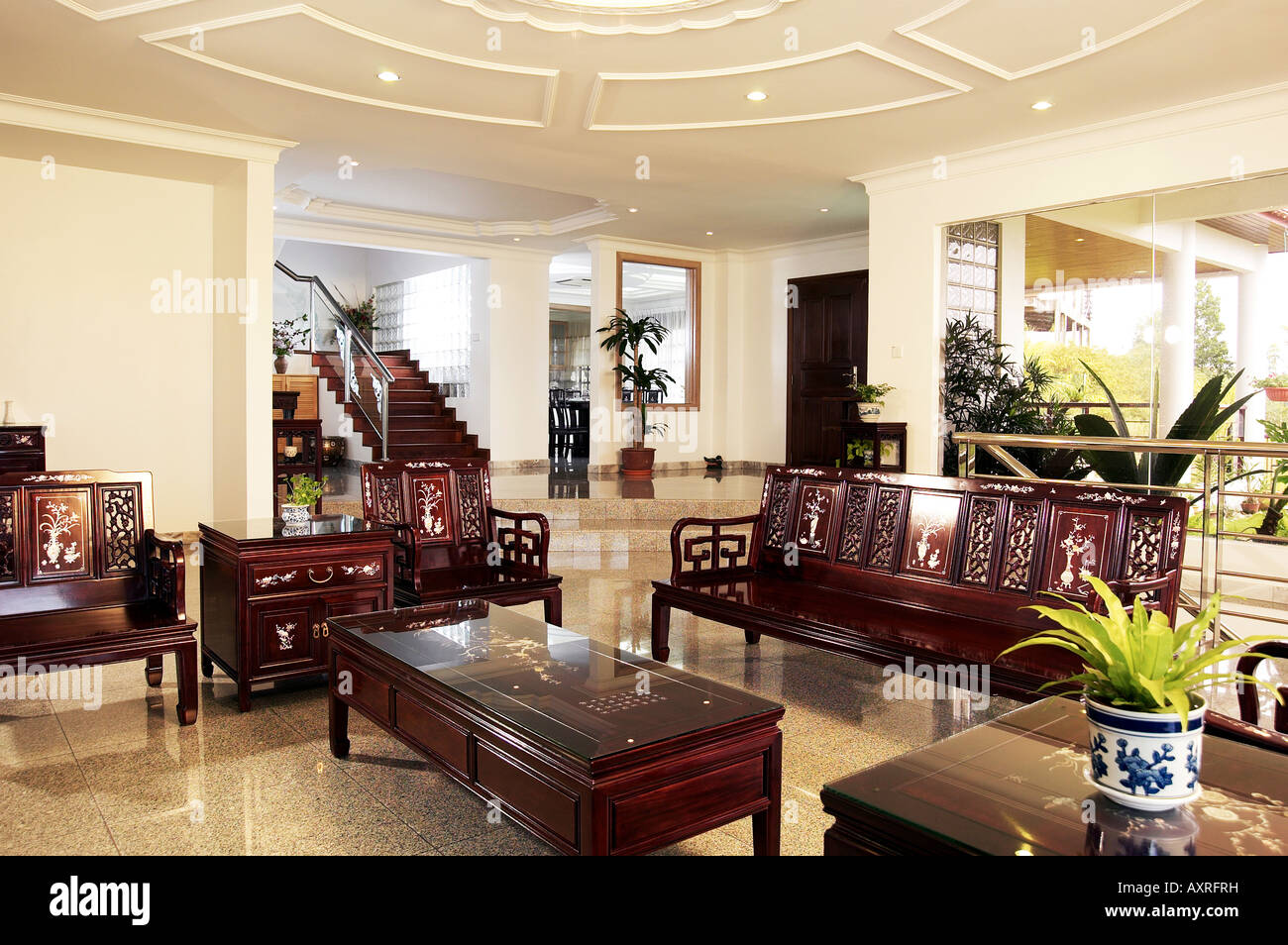 Living hall with oriental style Stock Photo - Alamy