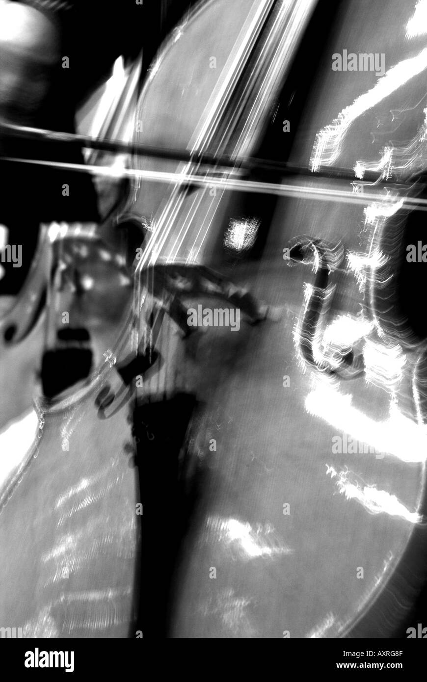 Cello movement image B&W Stock Photo - Alamy