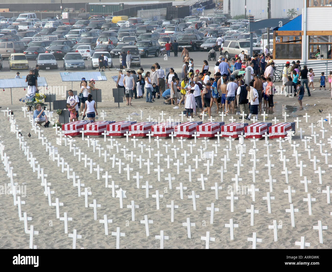 Each cross symbolizes soldier killed in Iraq or Afganistan Mock up ...