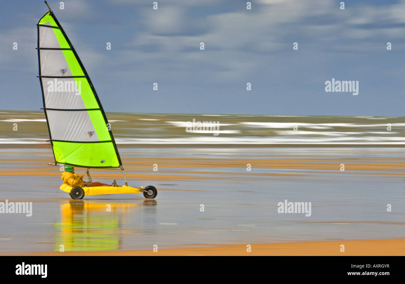 Land sailing on a sand beach Stock Photo - Alamy