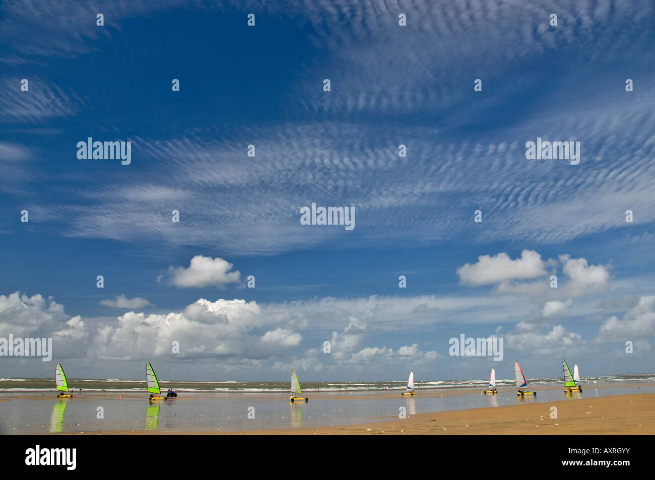 Land sailing on a sand beach Stock Photo - Alamy