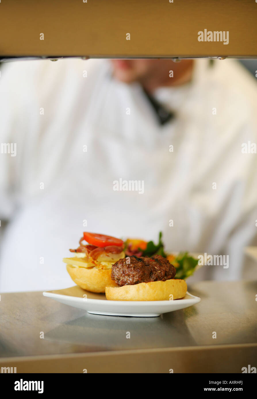 A burger platter prepared at the restaurant Stock Photo - Alamy